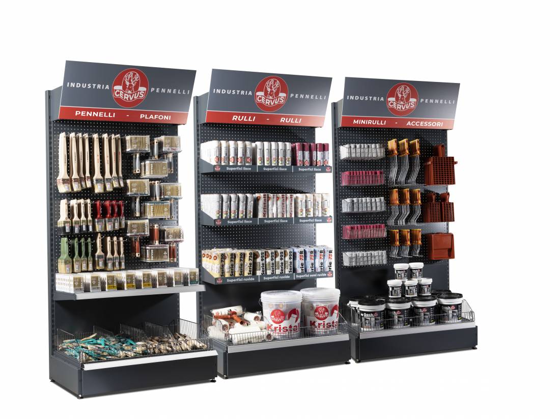 Display for professional colour store - Cervus Industria Pennelli